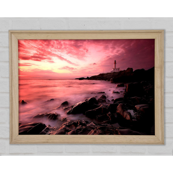 House of Hampton Leuchtturm Sonnenuntergang Gerahmter Druck | Wayfair.de